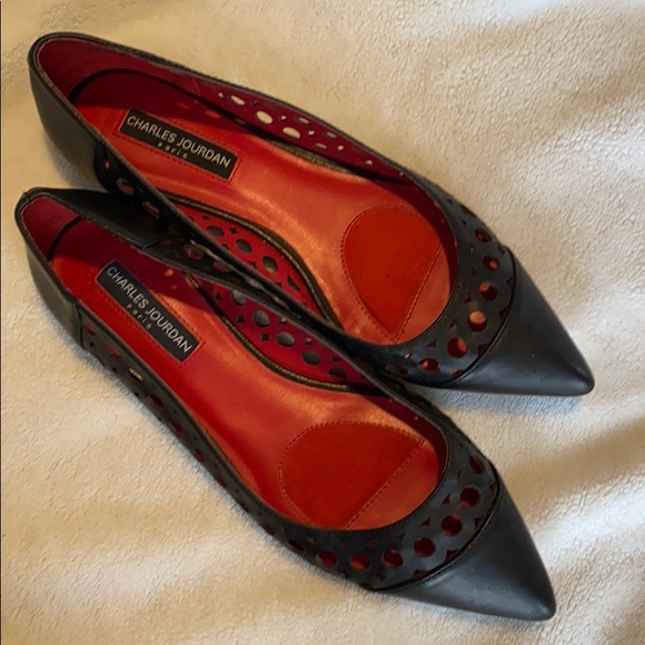 Charles Jourdan | Shoes | Charles Jourdan 75 Black Pointed Toe Flats ...